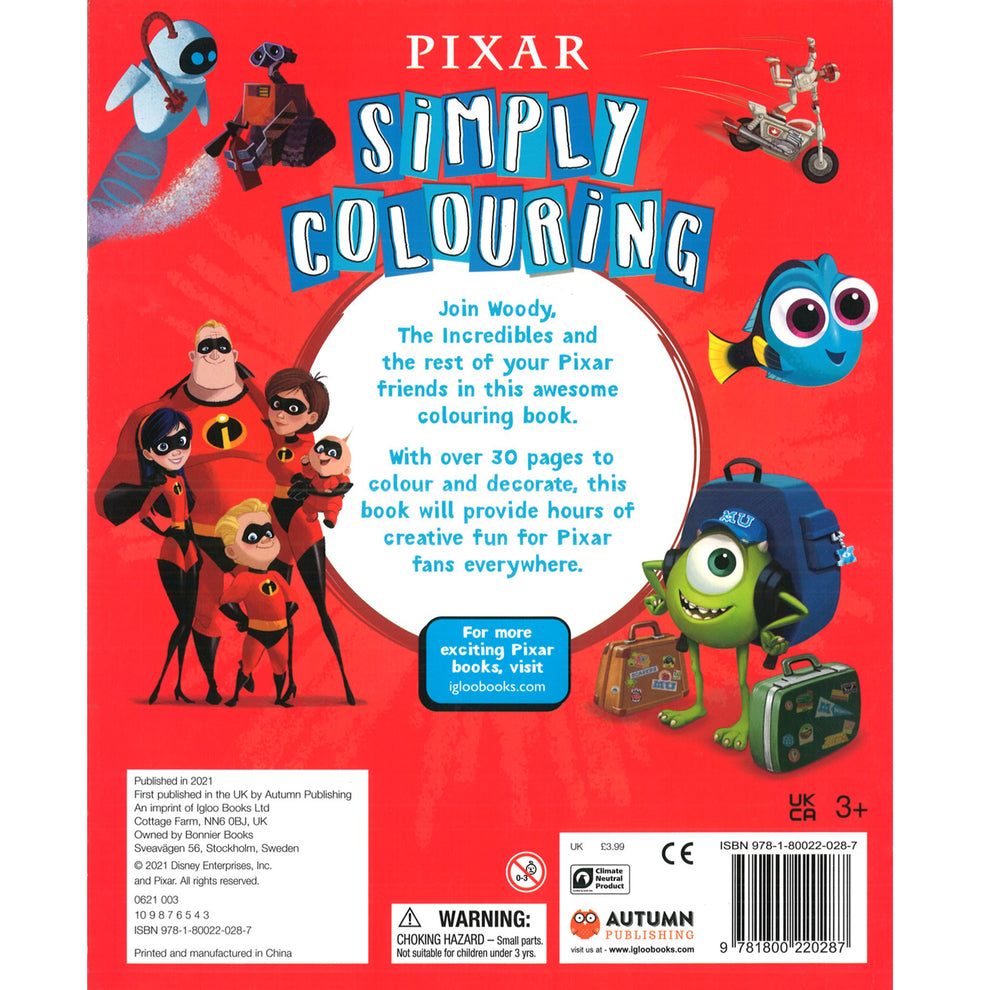 Pixar: Simply Colouring Walt Disney – Parragon Publishing